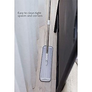 CQT Commercial Flat Microfiber Floor Mop Cleaning System 18" Inch Wet Dry and Dust Hardwood with 4 Washable Pads Cleaner for Laminate Tile Stainless Steel Handle and Extension (PT12-WET)