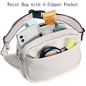 Fanny Packs for Women Fashion Waist Packs Pu Leather Belt Bag Slim Hip Bum bag for Travel Party Festival Walking(Women Waist Bags for Beige