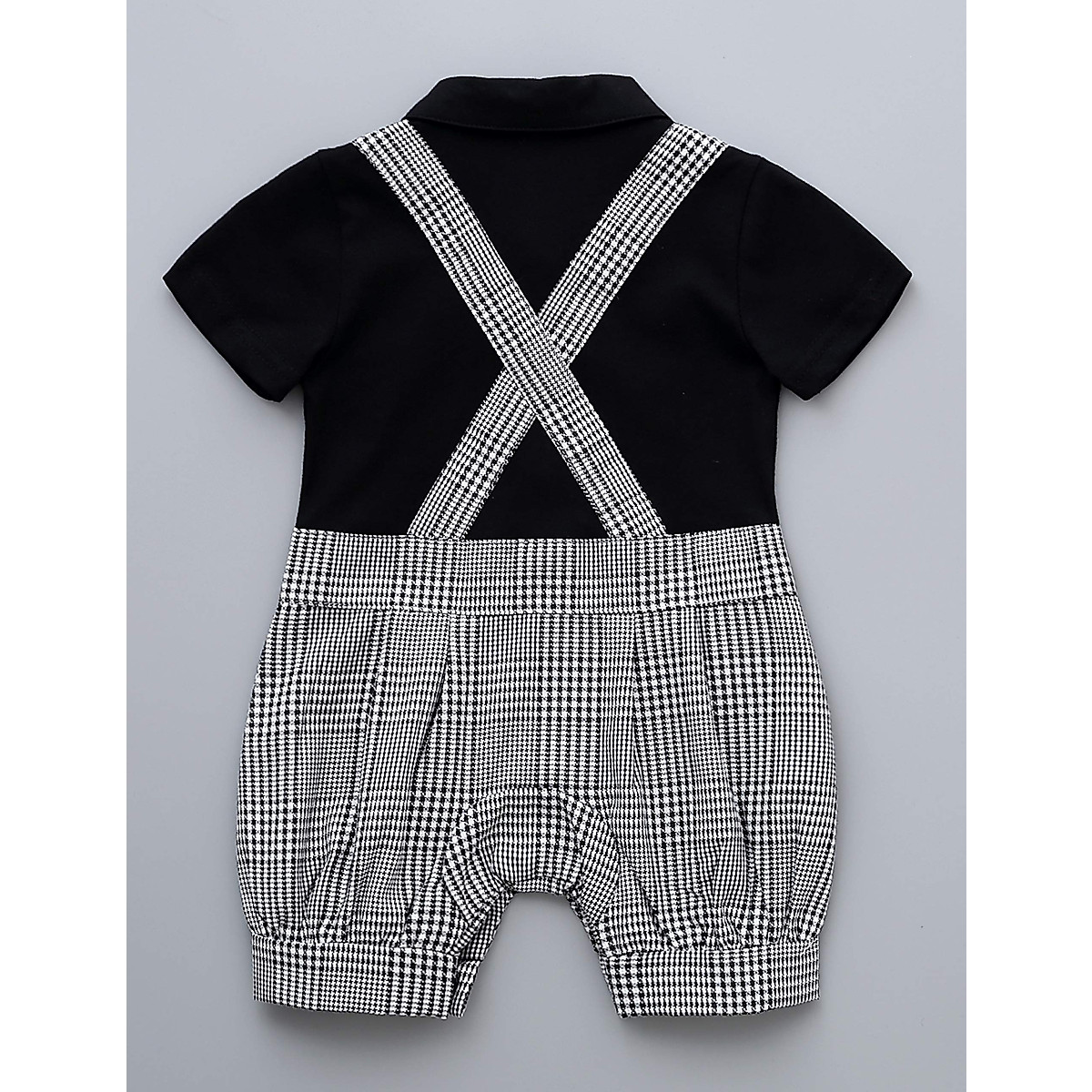 HeMarIsle Baby Boy Gentleman White Shirt Bowtie Tuxedo Onesie Jumpsuit Overall Romper（0-18M） … (Black&Plaid, 60(0-3 Month))