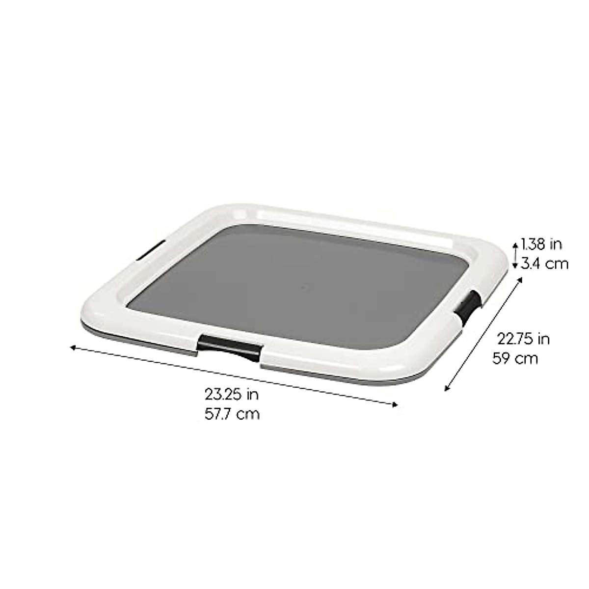 IRIS USA 23.0" x 22.75" Square Pee Pad Holder, Pet Puppy Small Medium Dog Incontinence Potty Training Pad Tray, Dark Gray
