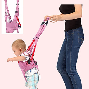 VOOADA Removable Baby Walker Assistant Toddler Leash Kids Walking Baby Belt Child Safety Harness Leash Infant Baby Moon Walk Belt (Red)