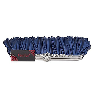 Fawziya Satin Pleated Clutch Crystal Evening Bags For Women Formal-Navy Blue