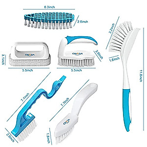 6 Pack Household Deep Cleaning Brush Set-Kitchen Cleaning Brushes, Includes Scrub Brush/Dish Brush/Bottle Brush/Grout Corner Brushes/Crevice Brush/Shoe Brush/ for Bathroom, Floor, Tub, Shower, Tile