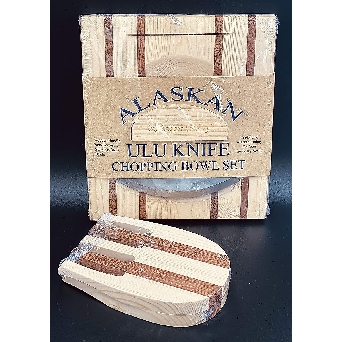 Ulu Knife and Chopping Bowl with Salad Claws