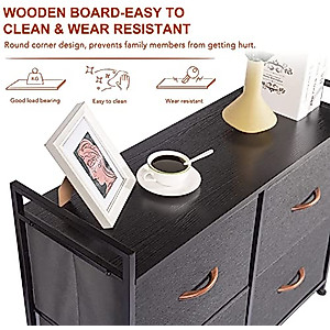 WAYTRIM Dresser for Bedroom with 4 Drawers, Wide Storage Drawer Organizer, Wide Chest of Drawers for Bedroom, Hallway, Entryway, TV Stand with Steel Frame&Wood Tabletop - Dark Indigo