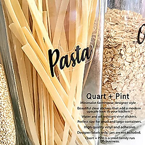 QUART + PINT 155 Kitchen Pantry Labels for Containers. Preprinted Clear Script Stickers with Black Text. Waterproof Vinyl Sticker Set. Organization labels for Jars Canisters & Home Storage Bins System