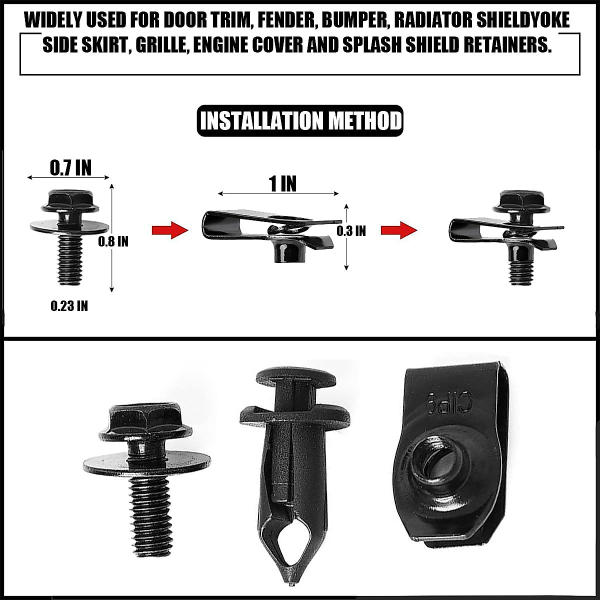 35PCS Engine Under Cover Splash Shield Guard Body Bolts, Bumper Fender Liner Push Retainer Fastener Rivet Clips, Universal Extruded U-Nuts Kit, Compatible with Infiniti G35 G37 EX35 FX35 FX45