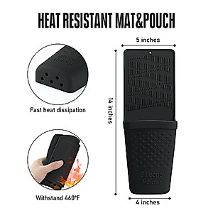 ZAKRA Flat Iron/Curling Iron/Hair Straightene/Hot Hair Tools Holder, Silicone Heat Resistant Mat Pouch Organizer,Come with Hook.(Black)