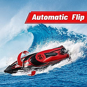 RC Speed Boat for Kids - 20+ MPH Fast Remote Control Boat for Pools Lakes with Portable Storage Pack, 4 Channel 2.4 GHZ and Rechargeable Battery, Summer Outdoor Water Toy Birthday Toys for Boys Teens