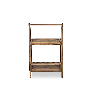 Linon Chandler Acorn Finished Acacia Wood Outdoor Bar Trolley with Three Bottle Glass Holders