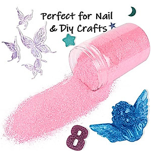 Iridescent Ultra Fine Glitter Powder 7.41Oz/210g Rainbow Resin Glitter PET Flakes Crafts Sequins Epoxy Chips Flakes for Tumblers Slime Making (Taffy Pink)