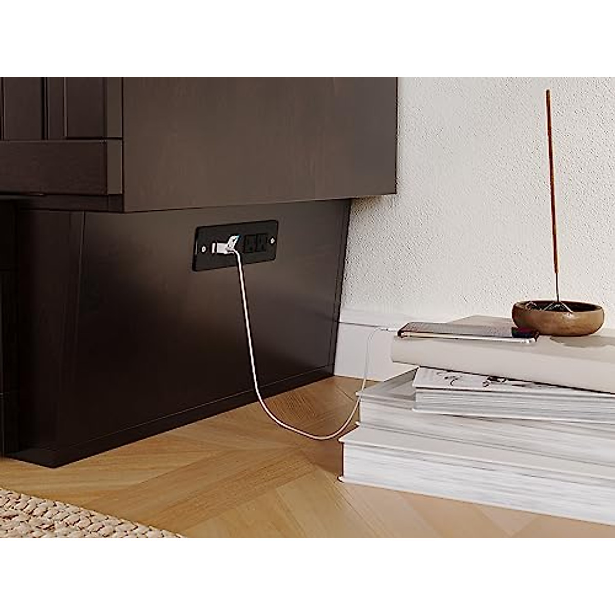 AFI, Nantucket Murphy Bed Chest with 6 inch Memory Foam Folding Matttress, Built-in Charging Station and Storage Drawer, Full, Espresso