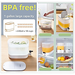 JADERY Plastic Drink Dispenser with Spigot, 1 Gallon Beverage Dispenser Cold Drink Container for Iced Tea