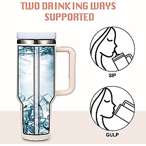 Bileeko 40 oz Tumbler with Handle and Straw Lid, Reusable Insulated Stainless Steel Water Bottle Coffee Mug Travel Cup, Dishwasher Safe, Maintains Cold, Heat and Ice for Hours(Rose Quartz)