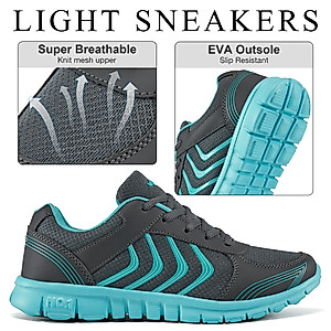 Alicegana Women's Breathable Mesh Tennis Athletic Lace up Fashion Walking Comfort Lightweight Running Sneakers Sports Shoes, Green