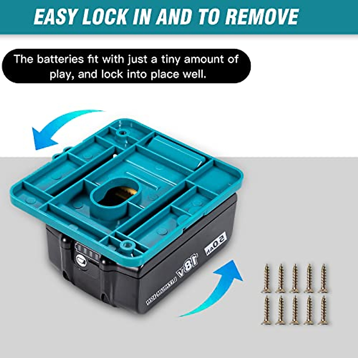 Crtbelfy Battery Holder Mount for Makita 18V Battery Dock Holder Fit for BL1860 BL1850 BL1840 BL1830 Batteries - 5 Pack