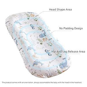 Baby Lounger - Baby Lounger for Newborn - Baby Lounger Pillow - Soft 100% Cotton - Baby Nest - Infant Lounger - Baby Pillow for Newborn - Newborn Lounger - Bassinet Mattress (Baby Blue)