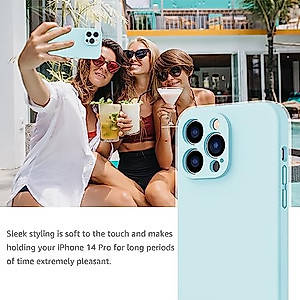 MCFANCE Silicone Magnetic Case for iPhone 14 Pro MagSafe Silicone Shockproof Phone Cover Case with Full Camera Protective, Soft Microfiber Lining for iPhone 14 Pro 6.1 inch 2022, Iceblue