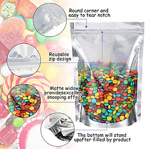 Ctosree 200 Pcs Stand Up Pouch Bags, Sealable Heavy Duty Clear Front with Aluminum Foil Back, Plastic Zipper Food Coffee Candy Storage, Reclosable Bags and Heat Sealable Food Storage (6" x 9")