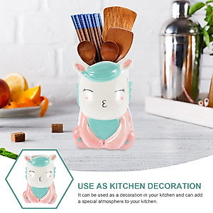 Angoily Utensil Crock Ceramic Kitchen Utensil Holder for Countertop Large Kitchen Tool Organizer Cutlery Caddy Unicorn