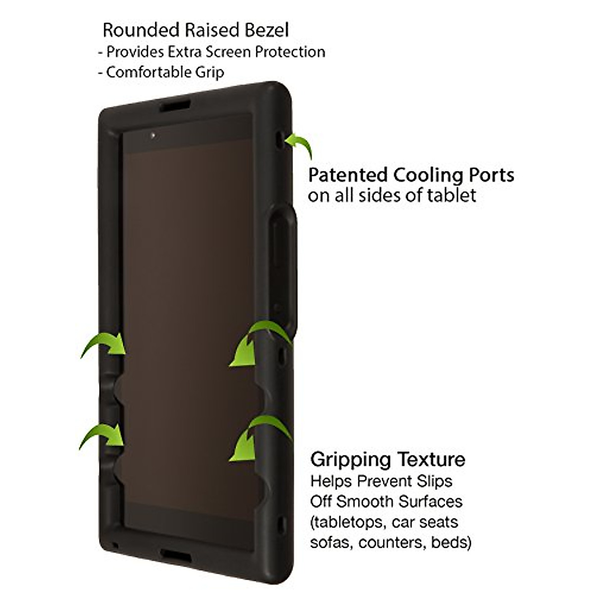 Bobj Rugged Case for Lenovo Tab 4 8 inch only TB-8504F or TB-8504X (NOT for TB-8304F or Plus Model TB-8704) - BobjGear Custom Fit - Patented Venting - BobjBounces Kid Friendly (Bold Black)