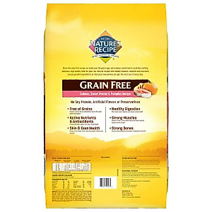 Grain Free Salmon, Sweet Potato & Pumpkin Recipe, Dry Dog Food, 12 Lb, No Artificial Flavors, Colors, Or Preservatives