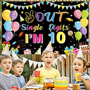 Holkcog 10th Birthday Decorations For Girls Boys,Happy 10th Birthday Backdrop Banner Double Digits Birthday Girl Decor 10 Year Old Birthday Party Background 10th Birthday Party Decorations Supply