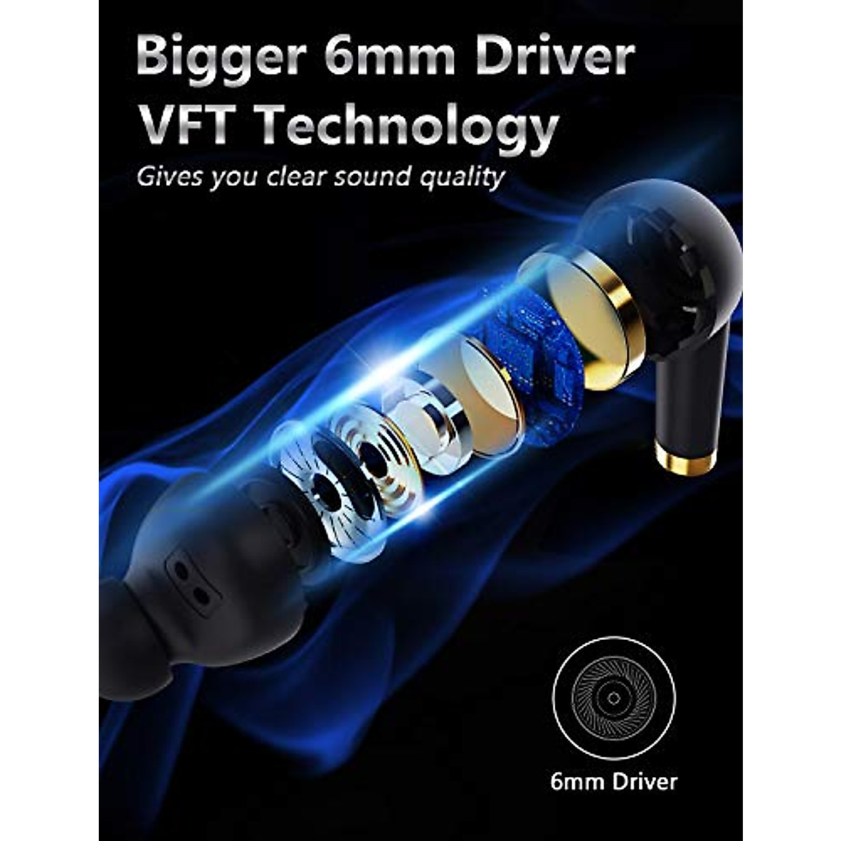 Bluedio Bluetooth Wireless Earbuds, P(Particle) Wireless Earbud Headphones in-Ear Earphones with Charging Case, Mini Car Headset Built-in Mic for Cell Phone/Running/Android, 6Hrs Playtime