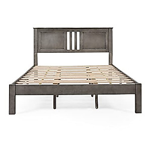 Christopher Knight Home Valentina Acacia Wood Queen Bed Platform, Gray