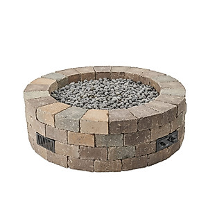 Outdoor GreatRoom Co Propane Fire Pit Kit - 52 Inch Round Bronson DIY Bonfire Gas Fire Pits for Outside Patio - Includes 84 Stone Paver Blocks, 42" Firepit Burner, Tumbled Lava Rock, 105,000 BTU
