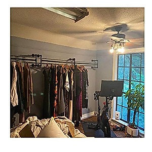 LoftPaipes Industrial Pipe Clothes Rack, Heavy Duty Wall Mounted Black Iron Garment Bar,Detachable Garment Rack,Multi-purpose Hanging Rod for Closet Storage, 70.9" L × 10.4" W