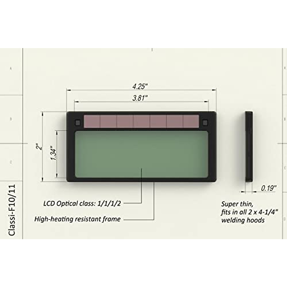 Tefuawe 2x4 1/4 Auto Darkening Welding Lens, Low Amps 5A Tig, Shade 11, Ultra Clear, Cool Blue Color for Pipeliner and Pancake Welding Hood