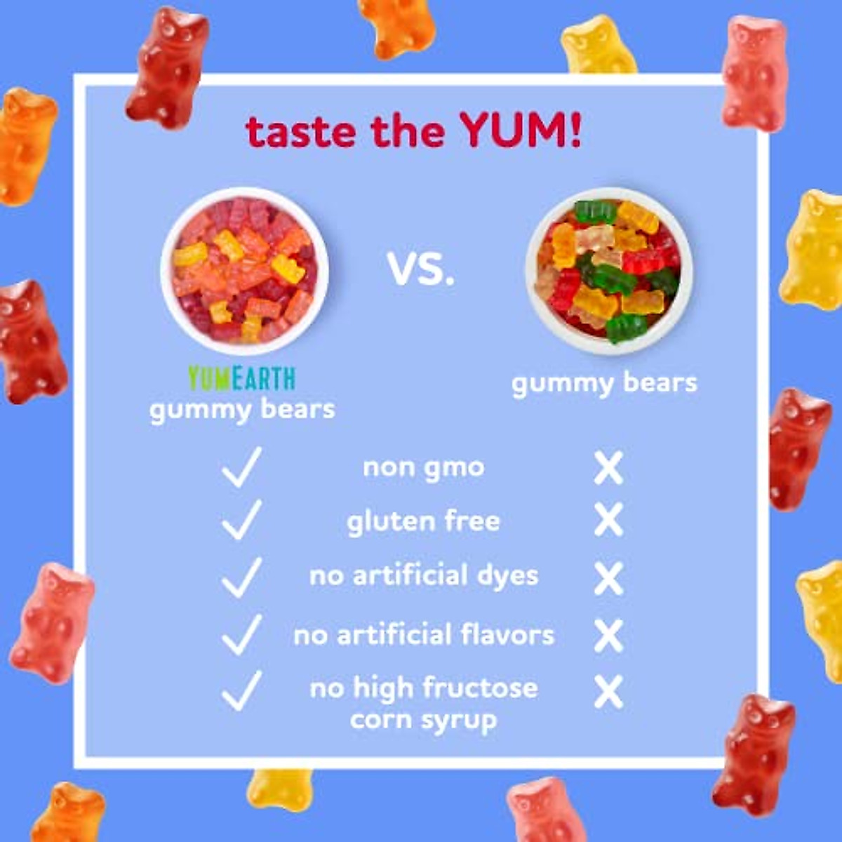 YumEarth Organic Fruit Flavored Gummy Bears, 10- .7oz. Snack Packs, Allergy Friendly, Gluten Free, Non-GMO, No Artificial Flavors or Dyes