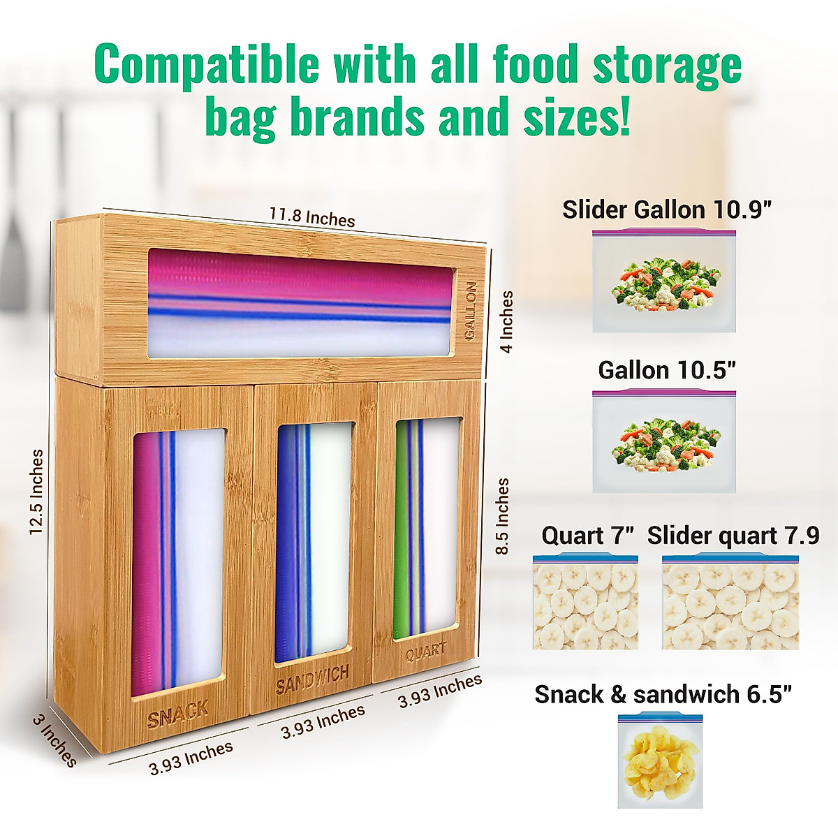 All Luxy Ziplock Bag Organizer - Bamboo Ziplock Bag Storage Organizer - Tidy Up Your Kitchen Drawers With The Sandwich Bag Holder
