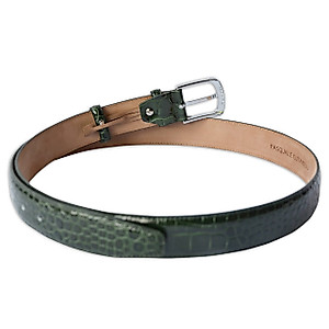 PASQUALE CUTARELLI Mens Crocodile Pattern Italian Leather Belt Green Medium 36 Inches