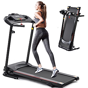 Home Foldable Treadmill with Incline, Electric Folding Treadmill for Walking Treadmill Machine 5" LCD Screen 250 LB Capacity MP3 (Black/Grey)