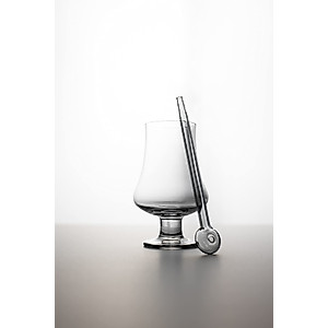 Amehla Handblown Whiskey Tasting Set of 2, 5-ounce Whisky Glasses with Water Dropper Pipette - Snifter for Sipping Bourbon Copita Scotch Glass Set for Nosing and Drinking Spirits