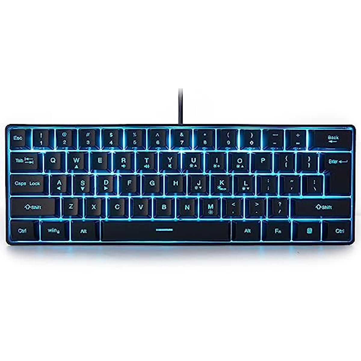 abucow Gaming Keyboard Minimalist Portable Wired Ultra-Compact Mini Imitation 61 Keys RGB Backlit Keyboard (Black)