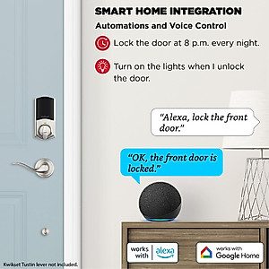 Kwikset Halo Touch Traditional Arched Wi-Fi Fingerprint Smart Lock No Hub Required featuring SmartKey Security in Satin Nickel (99590-001)