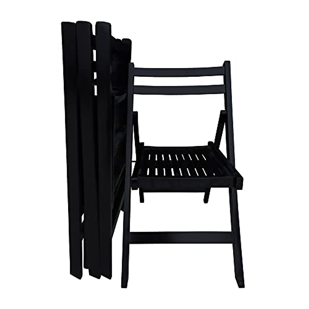 DSHADE Folding Chair Slatted Wood Folding Special Event Chair Folding Chair Foldable Style Party Chairs Set of 4 Outdoor/Indoor (Black)