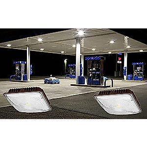 KRLED 100W LED Canopy Light (250W Equivalent) Industrial Waterproof Outdoor High Bay Balcony Car Park Lane Gas Station Ceiling Light 5500K Pack-5