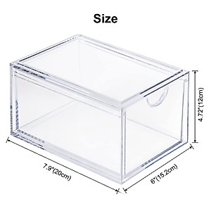 Boxalls 2 Pack Acrylic Stackable Storage Drawers Makeup Organizer, 20% Thicker Clear Bathroom Organizers for Cosmetics, Skin Care, Hair Accessories, Beauty, Vanity, Countertop and Dresser