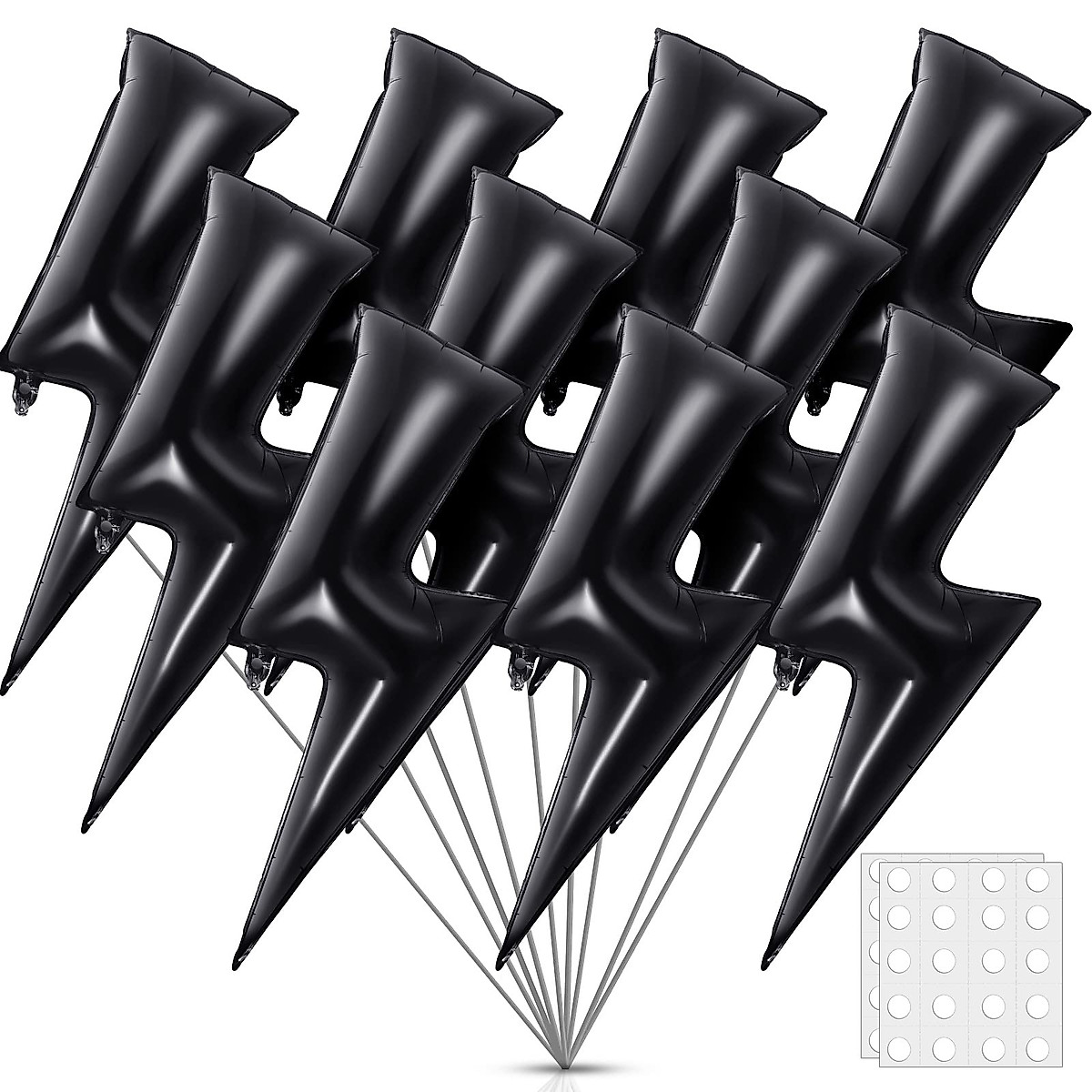 Deekin 10 Pcs Large Lightning Bolt 45 Inch Flash Balloons Foil Party Balloons Flash Birthday Party Supplies Lightning Bolt for Birthday Party Wedding Graduation Party Decorations(Black)