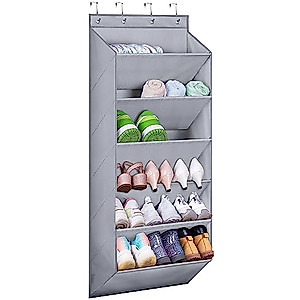MISSLO Heavy Duty Over The Door Shoe Organizer with Deep Pockets for 12 Pairs of Size 14 Shoes with Design Patent, Hanging Shoe Rack for Closets and Narrow Door Storage Oxford Shoe Holder Hanger