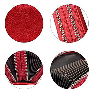 Small Soft Leather Wallet For Women, RFID Blocking Ladies Card Holder with Zipper Pocket C-B-B2 (Brown)