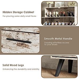 MU Shoe Cabinet Storage for Entryway, Shoe Organizer with 2 Flip Drawers, Hidden Shoe Cabinet, Slim Enclosed Shoe Rack, White