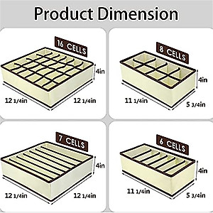 Set of 4 Closet Drawer Organizers Underwear Drawer Organizers for Large Bras, Foldable Cloth Organizers and Storage for Clothing, Socks, Underwear, Ties,Green