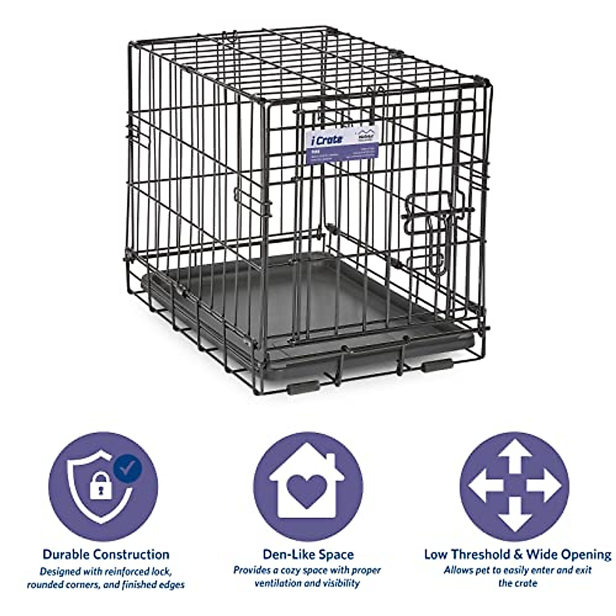 MidWest Homes for Pets Newly Enhanced Single & Double Door iCrate Dog Crate, Includes Leak-Proof Pan, Floor Protecting Feet , Divider Panel & New Patented Features