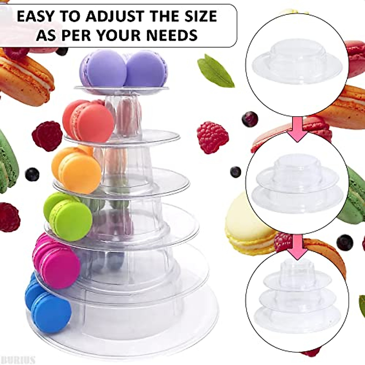 6 Tiered Tray Stand for Macarons - Round Cupcake Tower Stand Tea Party Decorations Cupcake Holder Dessert Table Display Set Donut Stand - Wedding Cake Stand Macarons and Cupcake Tower Party Supplies