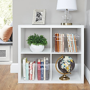 mDesign Plastic Storage Organizer Bin for Household Organization in Cabinets, Closets, or inside any Cubby Storage Organizer, Holds Craft Supplies, Linens, or Toys, Ligne Collection, 2 Pack, Clear